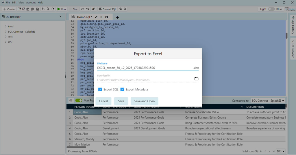 SQLConnect - An Oracle Cloud Tool by SplashBI!